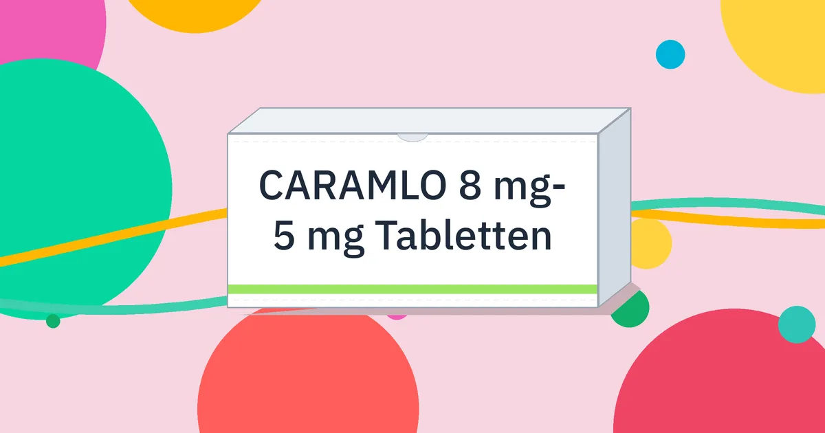 Symbolbild: Packung mit der Aufschrift CARAMLO 8 mg-5 mg Tabletten (PZN 17871696) – Verfügbarkeit und Bezug in Apotheken in Frankfurt am Main