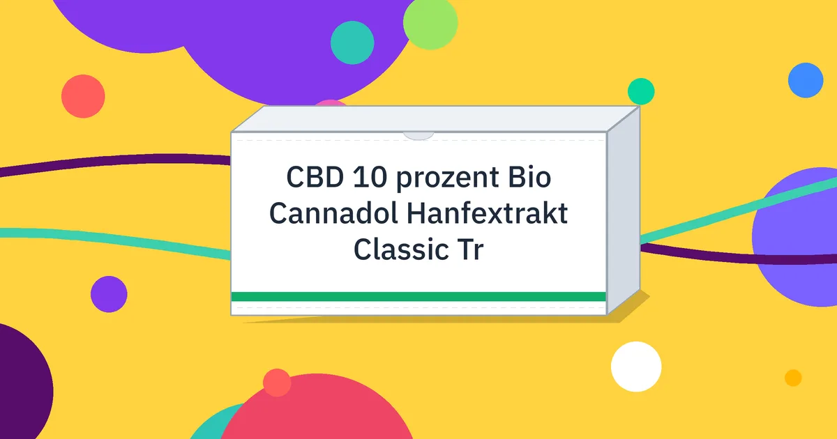 Symbolbild: Packung mit der Aufschrift CBD 10 prozent Bio Cannadol Hanfextrakt Classic Tr (PZN 17838581) – Verfügbarkeit und Bezug in Apotheken in Frankfurt am Main