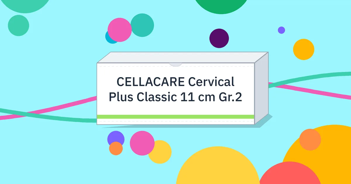 Symbolbild: Packung mit der Aufschrift CELLACARE Cervical Plus Classic 11 cm Gr.2 (PZN 11125124) – Verfügbarkeit und Bezug in Apotheken in Frankfurt am Main