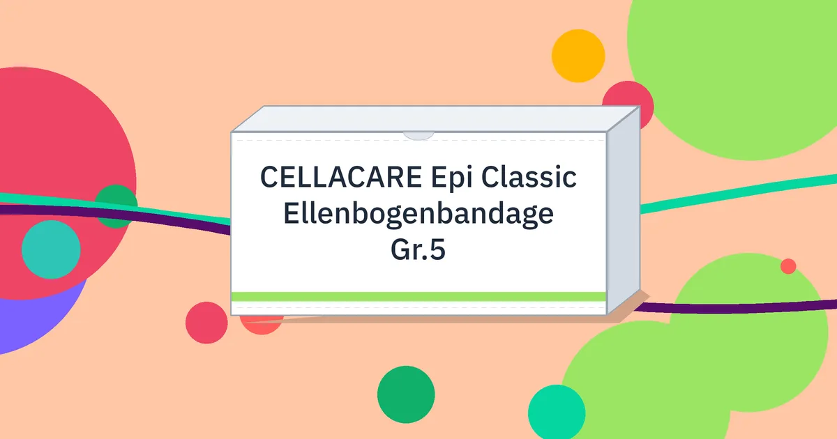 Symbolbild: Packung mit der Aufschrift CELLACARE Epi Classic Ellenbogenbandage Gr.5 (PZN 12647623) – Verfügbarkeit und Bezug in Apotheken in Frankfurt am Main