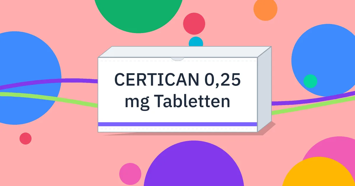 Symbolbild: Packung mit der Aufschrift CERTICAN 0,25 mg Tabletten (PZN 13247943) – Verfügbarkeit und Bezug in Apotheken in Frankfurt am Main