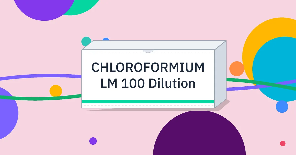 Symbolbild: Packung mit der Aufschrift CHLOROFORMIUM LM 100 Dilution (PZN 13444833) – Verfügbarkeit und Bezug in Apotheken in Frankfurt am Main