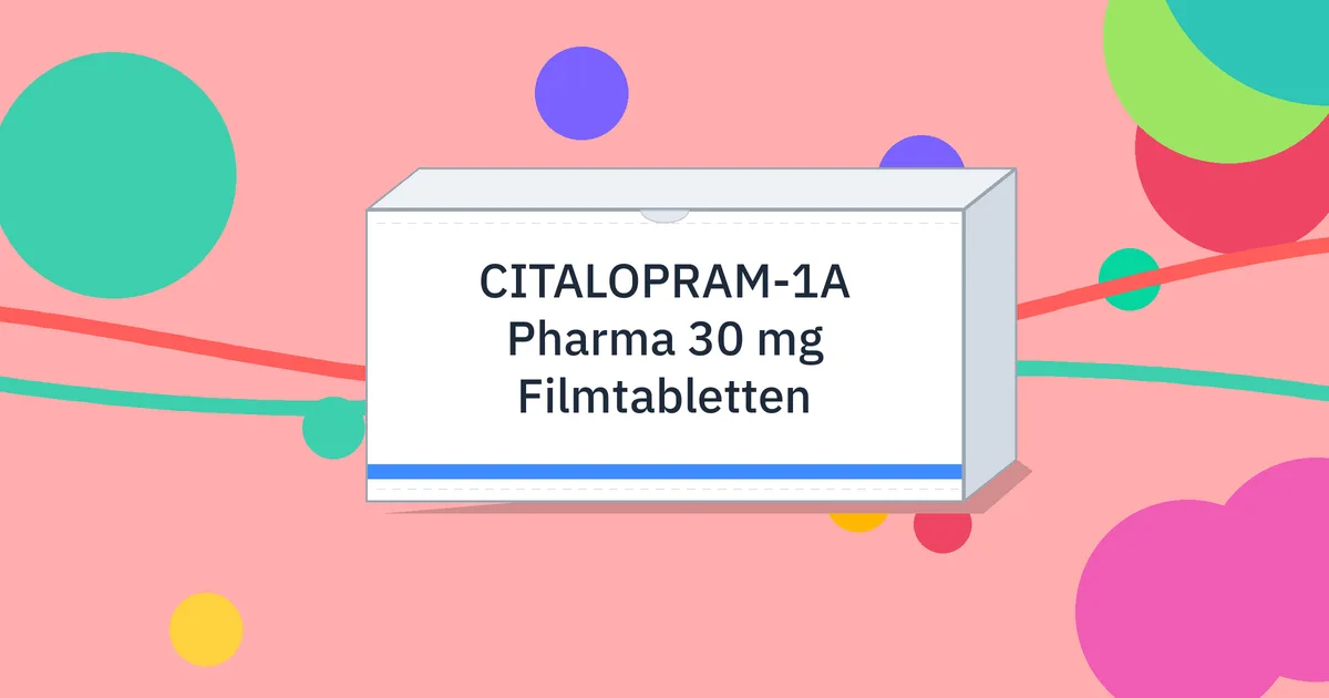 Symbolbild: Packung mit der Aufschrift CITALOPRAM-1A Pharma 30 mg Filmtabletten (PZN 00177000) – Verfügbarkeit und Bezug in Apotheken in Frankfurt am Main