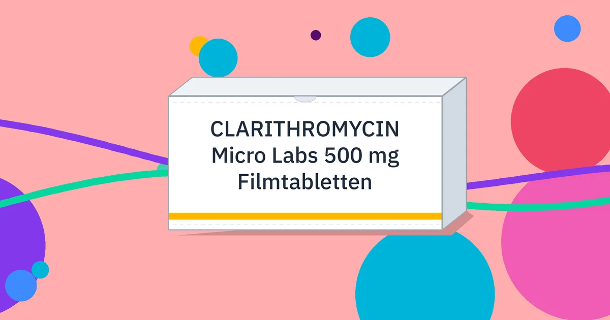 Symbolbild: Packung mit der Aufschrift CLARITHROMYCIN Micro Labs 500 mg Filmtabletten (PZN 10818440) – Verfügbarkeit und Bezug in Apotheken in Frankfurt am Main