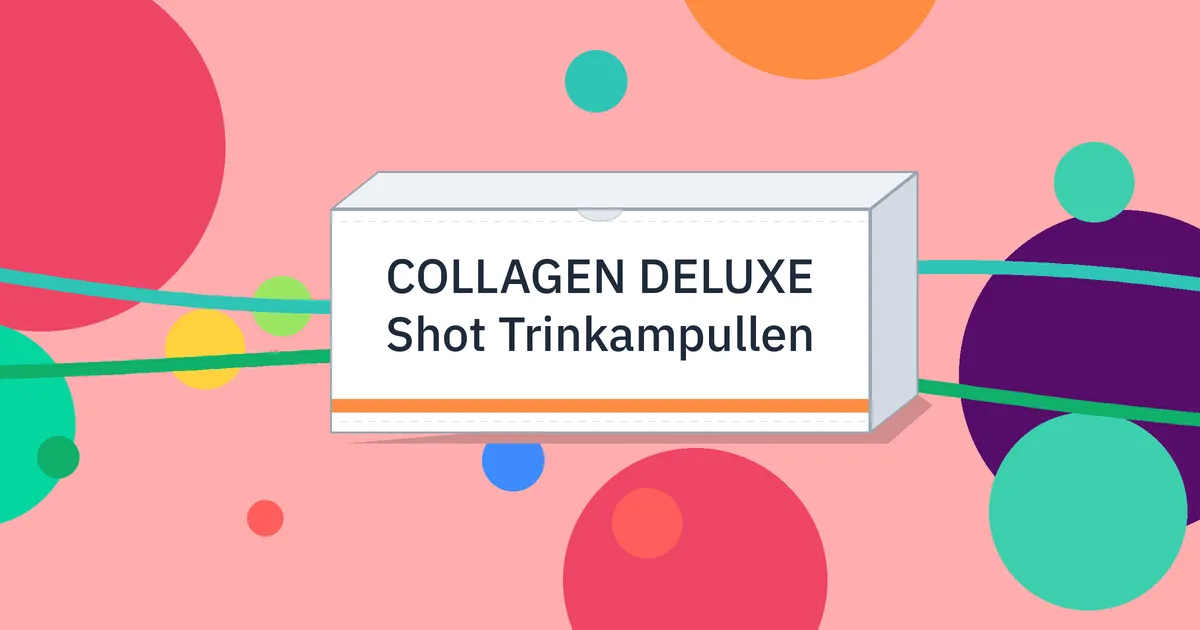 Symbolbild: Packung mit der Aufschrift COLLAGEN DELUXE Shot Trinkampullen (PZN 19267875) – Verfügbarkeit und Bezug in Apotheken in Frankfurt am Main
