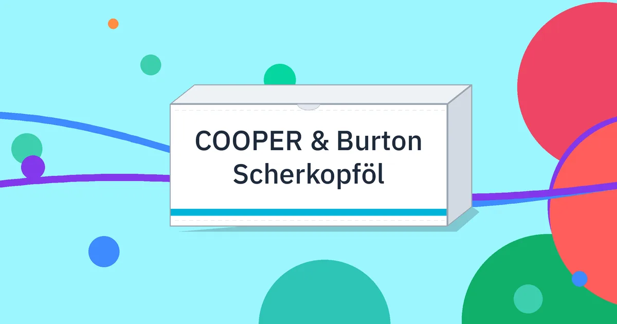 Symbolbild: Packung mit der Aufschrift COOPER & Burton Scherkopföl (PZN 20319436) – Verfügbarkeit und Bezug in Apotheken in Frankfurt am Main