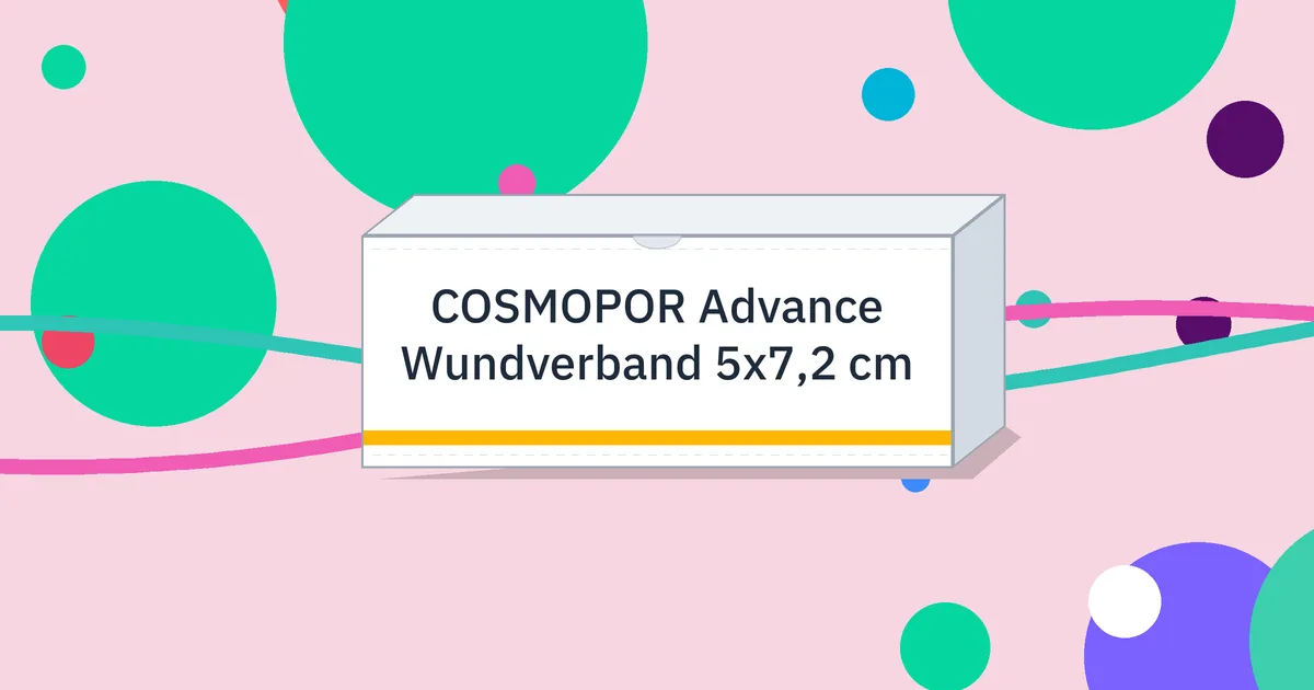 Symbolbild: Packung mit der Aufschrift COSMOPOR Advance Wundverband 5x7,2 cm (PZN 18808470) – Verfügbarkeit und Bezug in Apotheken in Frankfurt am Main