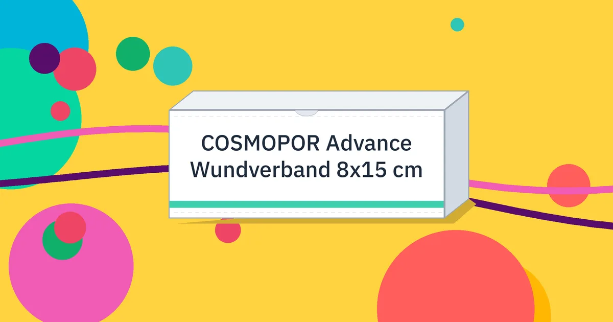 Symbolbild: Packung mit der Aufschrift COSMOPOR Advance Wundverband 8x15 cm (PZN 16596242) – Verfügbarkeit und Bezug in Apotheken in Frankfurt am Main