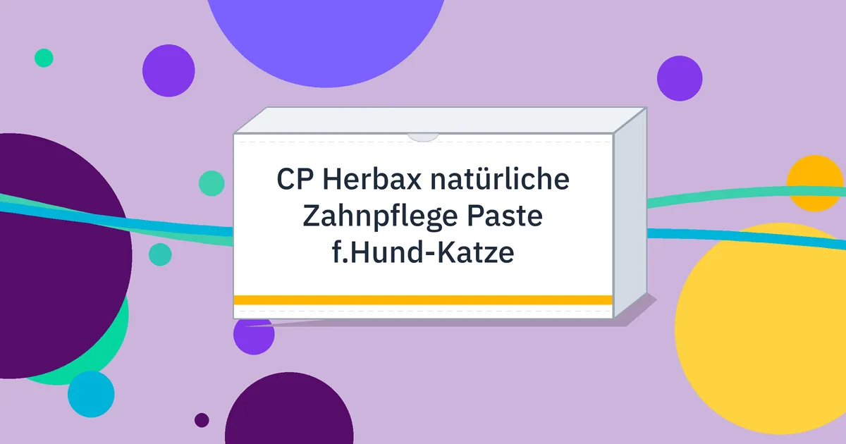 Symbolbild: Packung mit der Aufschrift CP Herbax natürliche Zahnpflege Paste f.Hund-Katze (PZN 18132133) – Verfügbarkeit und Bezug in Apotheken in Frankfurt am Main