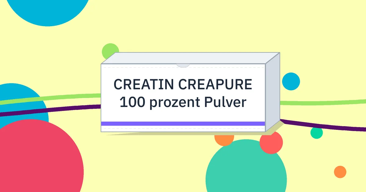 Symbolbild: Packung mit der Aufschrift CREATIN CREAPURE 100 prozent Pulver (PZN 13785913) – Verfügbarkeit und Bezug in Apotheken in Frankfurt am Main