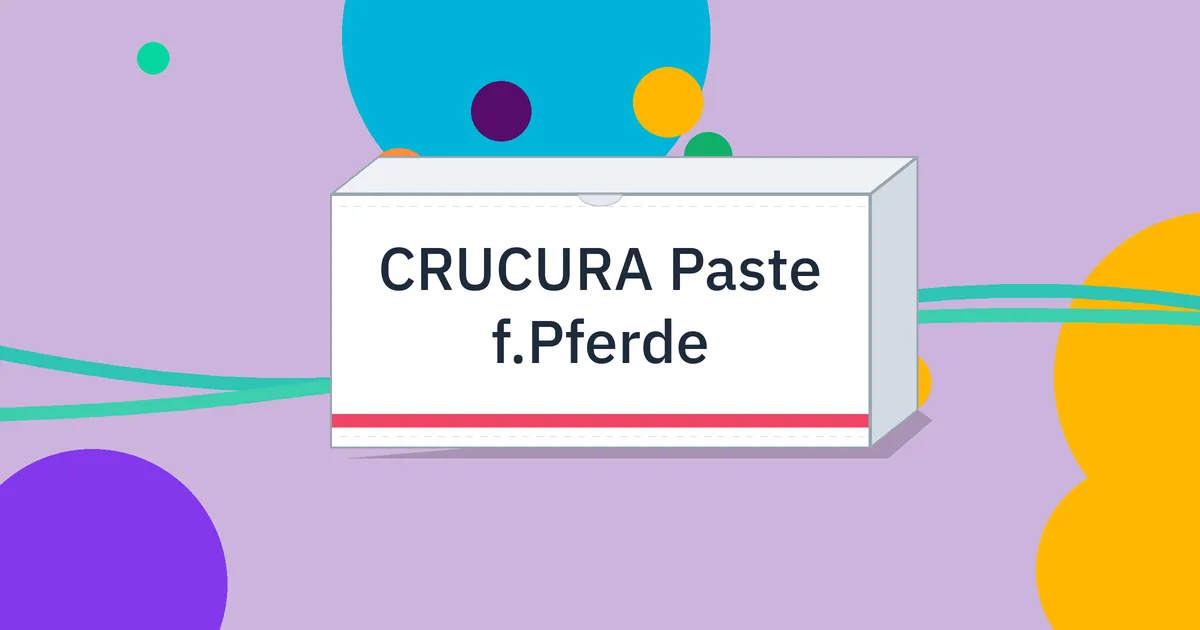 Symbolbild: Packung mit der Aufschrift CRUCURA Paste f.Pferde (PZN 17835157) – Verfügbarkeit und Bezug in Apotheken in Frankfurt am Main