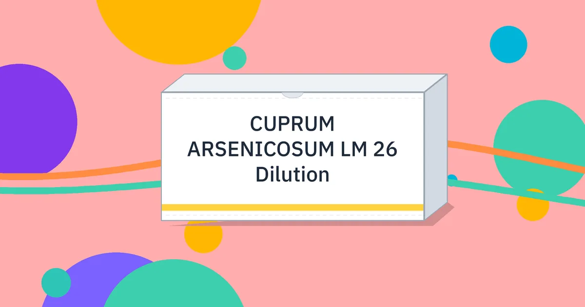 Symbolbild: Packung mit der Aufschrift CUPRUM ARSENICOSUM LM 26 Dilution (PZN 12837890) – Verfügbarkeit und Bezug in Apotheken in Frankfurt am Main