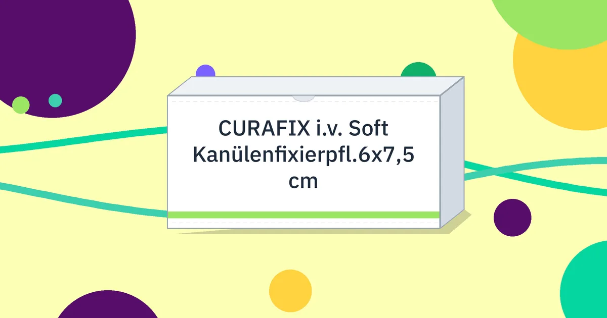 Symbolbild: Packung mit der Aufschrift CURAFIX i.v. Soft Kanülenfixierpfl.6x7,5 cm (PZN 20056250) – Verfügbarkeit und Bezug in Apotheken in Frankfurt am Main