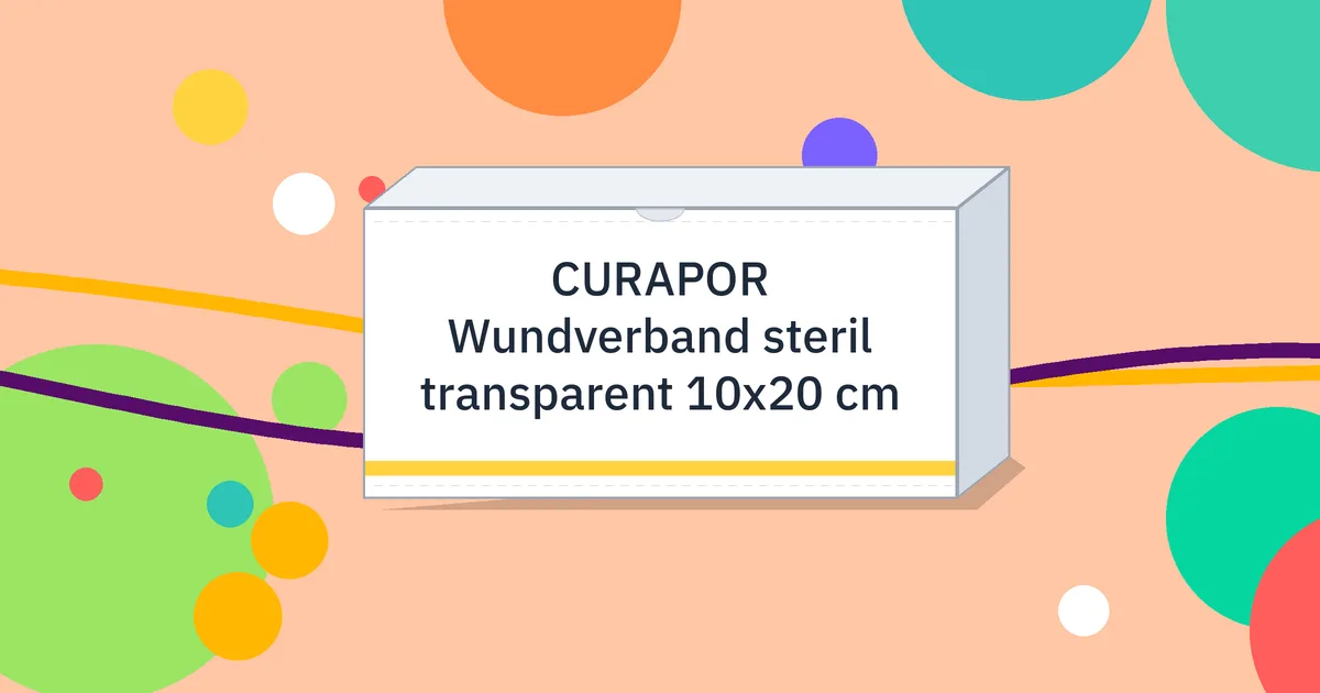Symbolbild: Packung mit der Aufschrift CURAPOR Wundverband steril transparent 10x20 cm (PZN 19123030) – Verfügbarkeit und Bezug in Apotheken in Frankfurt am Main