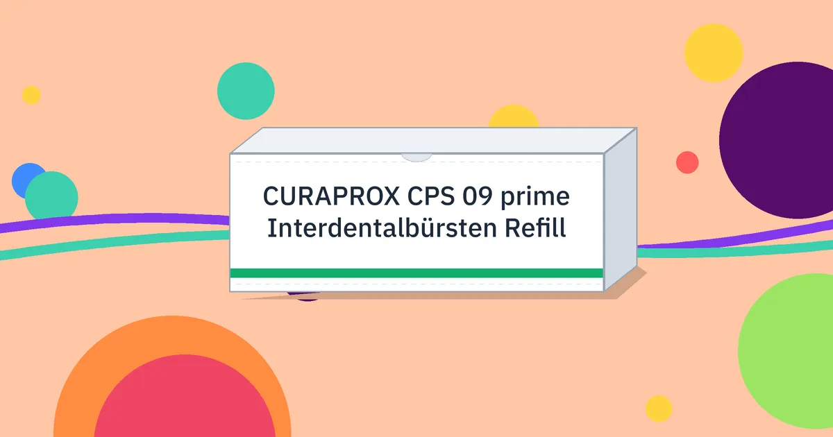 Symbolbild: Packung mit der Aufschrift CURAPROX CPS 09 prime Interdentalbürsten Refill (PZN 16166435) – Verfügbarkeit und Bezug in Apotheken in Frankfurt am Main