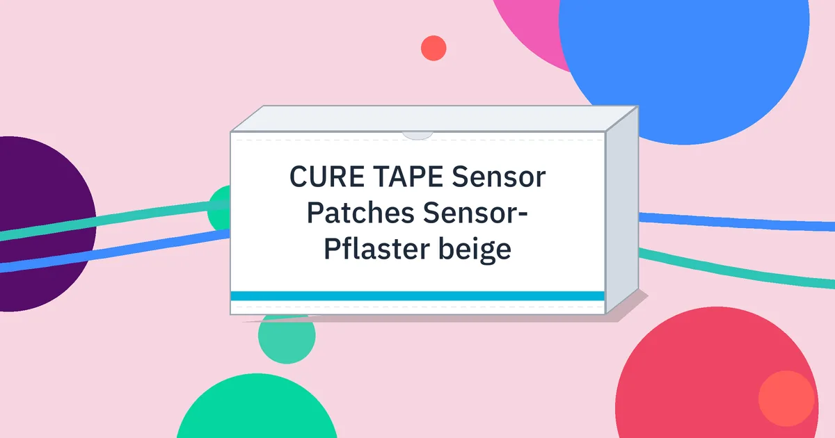Symbolbild: Packung mit der Aufschrift CURE TAPE Sensor Patches Sensor-Pflaster beige (PZN 18885418) – Verfügbarkeit und Bezug in Apotheken in Frankfurt am Main