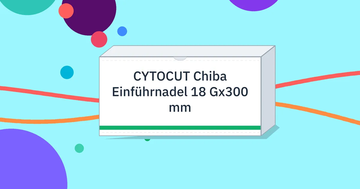 Symbolbild: Packung mit der Aufschrift CYTOCUT Chiba Einführnadel 18 Gx300 mm (PZN 16919225) – Verfügbarkeit und Bezug in Apotheken in Frankfurt am Main