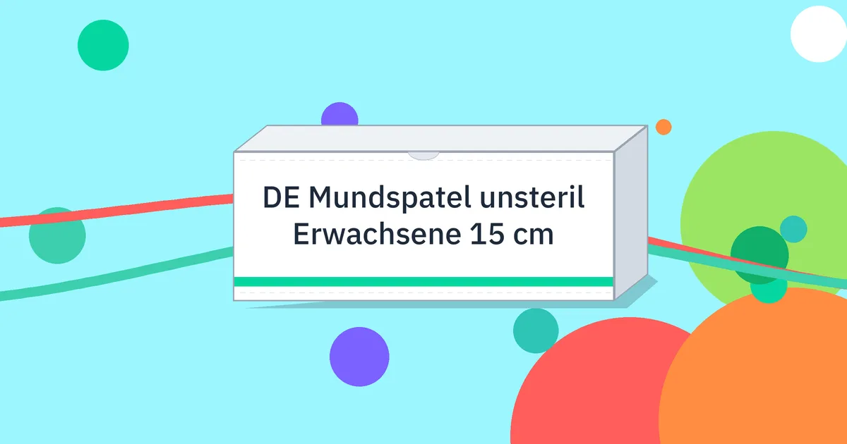 Symbolbild: Packung mit der Aufschrift DE Mundspatel unsteril Erwachsene 15 cm (PZN 18320030) – Verfügbarkeit und Bezug in Apotheken in Frankfurt am Main
