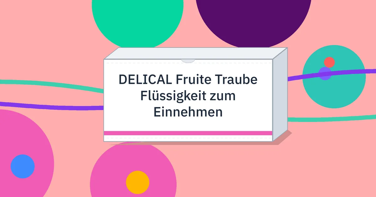 Symbolbild: Packung mit der Aufschrift DELICAL Fruite Traube Flüssigkeit zum Einnehmen (PZN 15744752) – Verfügbarkeit und Bezug in Apotheken in Frankfurt am Main