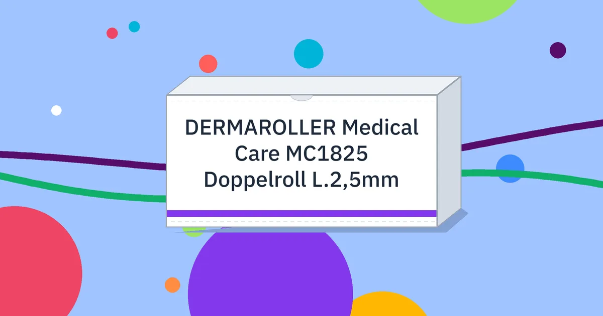 Symbolbild: Packung mit der Aufschrift DERMAROLLER Medical Care MC1825 Doppelroll L.2,5mm (PZN 19399476) – Verfügbarkeit und Bezug in Apotheken in Frankfurt am Main