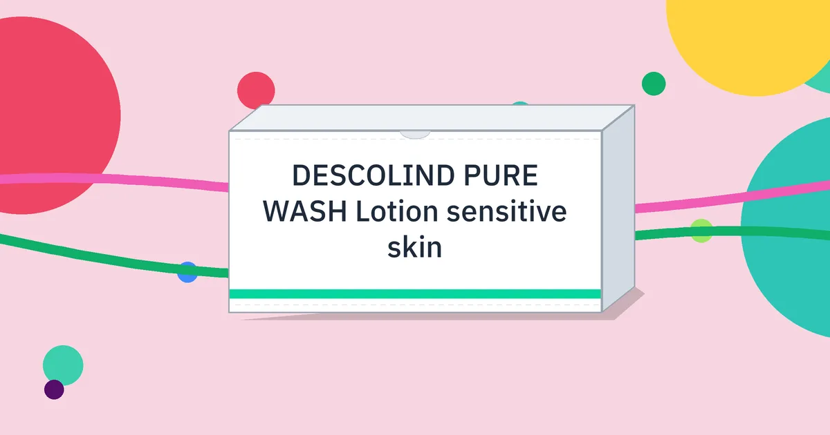Symbolbild: Packung mit der Aufschrift DESCOLIND PURE WASH Lotion sensitive skin (PZN 16674918) – Verfügbarkeit und Bezug in Apotheken in Frankfurt am Main