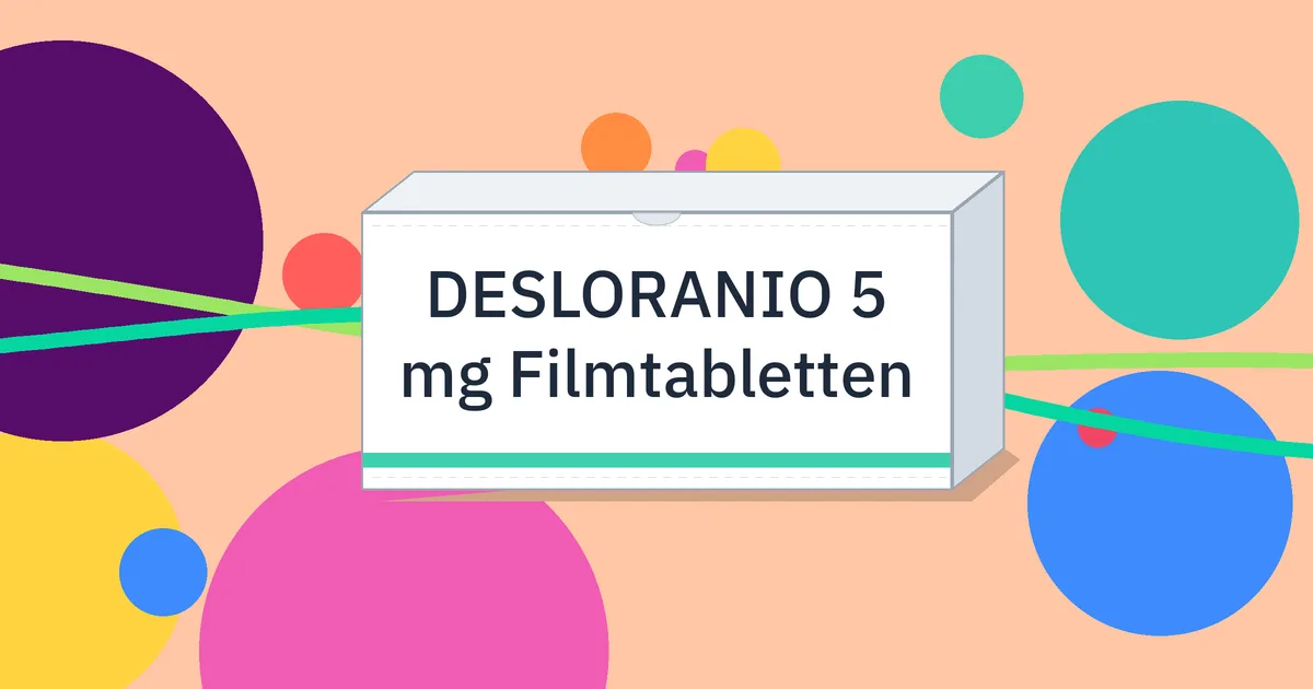 Symbolbild: Packung mit der Aufschrift DESLORANIO 5 mg Filmtabletten (PZN 17627217) – Verfügbarkeit und Bezug in Apotheken in Frankfurt am Main