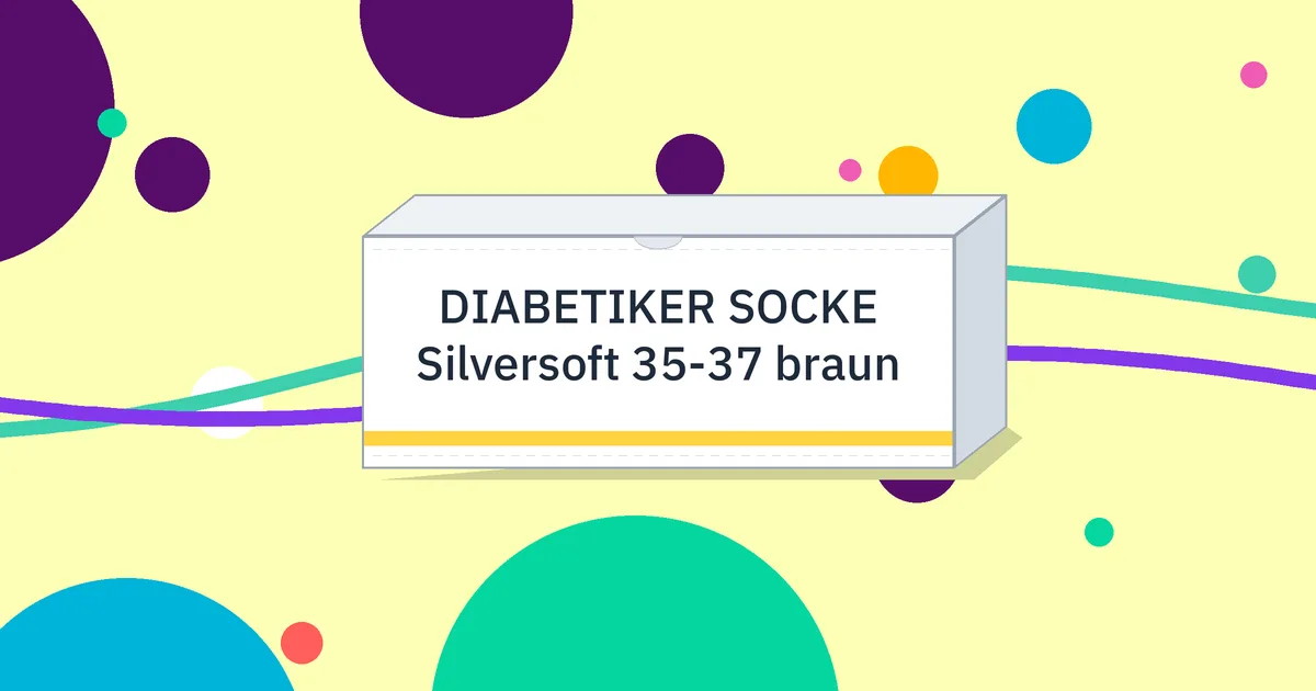 Symbolbild: Packung mit der Aufschrift DIABETIKER SOCKE Silversoft 35-37 braun (PZN 06417681) – Verfügbarkeit und Bezug in Apotheken in Frankfurt am Main