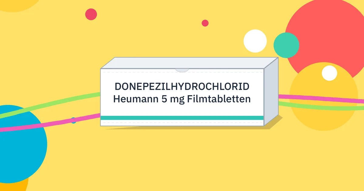 Symbolbild: Packung mit der Aufschrift DONEPEZILHYDROCHLORID Heumann 5 mg Filmtabletten (PZN 08850146) – Verfügbarkeit und Bezug in Apotheken in Frankfurt am Main