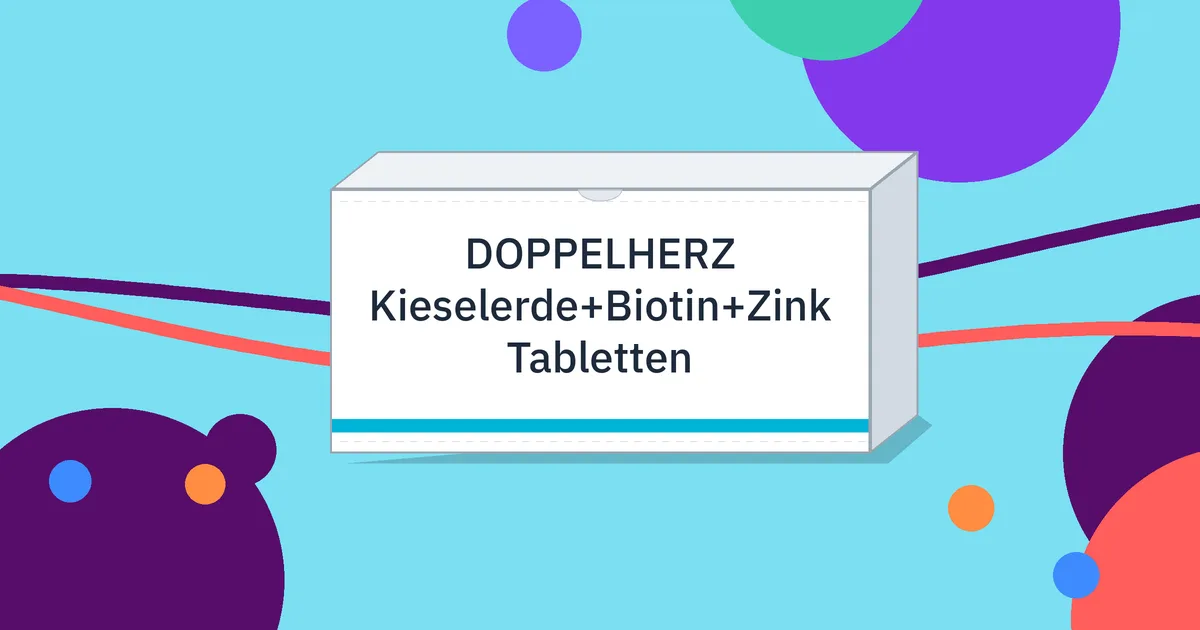 Symbolbild: Packung mit der Aufschrift DOPPELHERZ Kieselerde+Biotin+Zink Tabletten (PZN 09005714) – Verfügbarkeit und Bezug in Apotheken in Frankfurt am Main