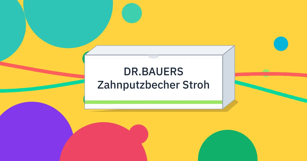 Symbolbild: Packung mit der Aufschrift DR.BAUERS Zahnputzbecher Stroh (PZN 18113035) – Verfügbarkeit und Bezug in Apotheken in Frankfurt am Main