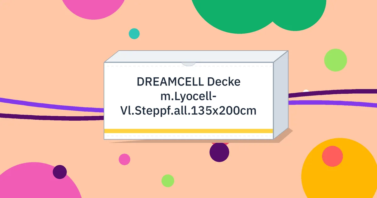 Symbolbild: Packung mit der Aufschrift DREAMCELL Decke m.Lyocell-Vl.Steppf.all.135x200cm (PZN 16894732) – Verfügbarkeit und Bezug in Apotheken in Frankfurt am Main