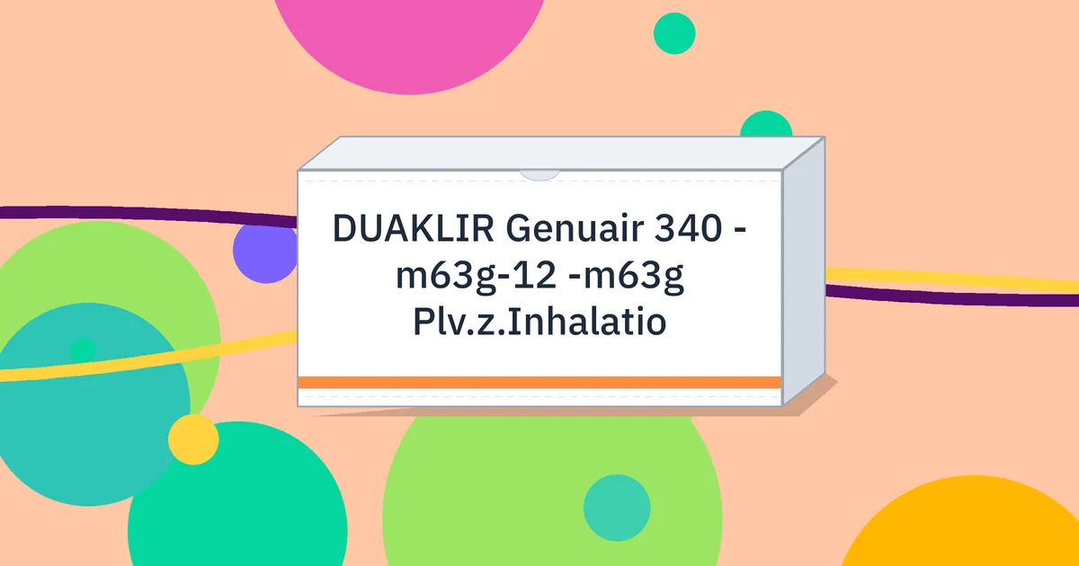 Symbolbild: Packung mit der Aufschrift DUAKLIR Genuair 340 -m63g-12 -m63g Plv.z.Inhalatio (PZN 15560532) – Verfügbarkeit und Bezug in Apotheken in Frankfurt am Main