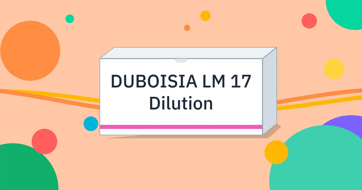 Symbolbild: Packung mit der Aufschrift DUBOISIA LM 17 Dilution (PZN 13467053) – Verfügbarkeit und Bezug in Apotheken in Frankfurt am Main