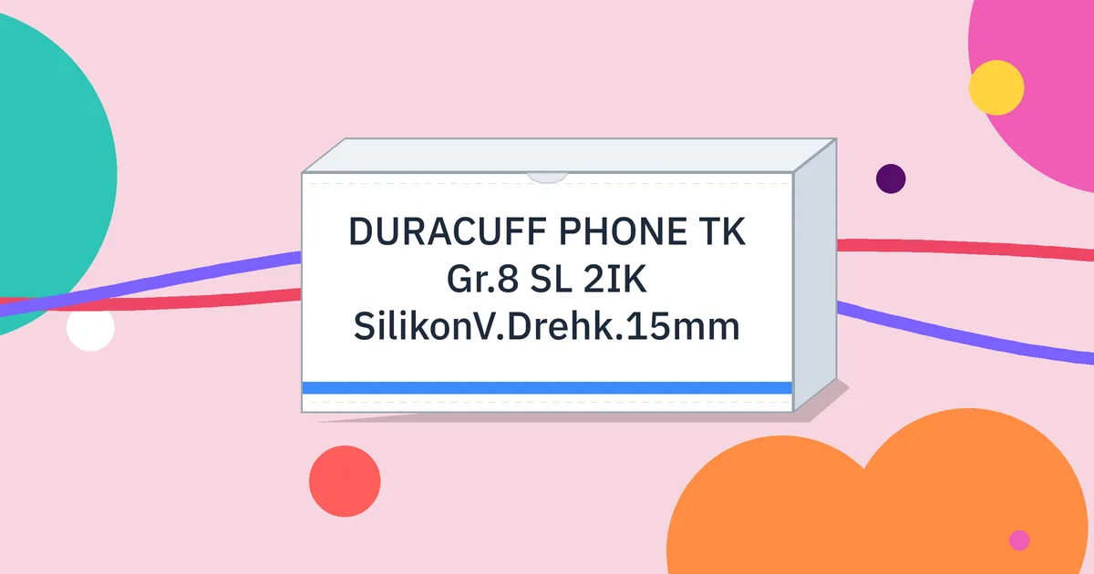 Symbolbild: Packung mit der Aufschrift DURACUFF PHONE TK Gr.8 SL 2IK SilikonV.Drehk.15mm (PZN 04958651) – Verfügbarkeit und Bezug in Apotheken in Frankfurt am Main