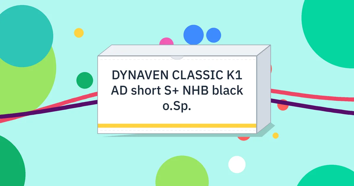 Symbolbild: Packung mit der Aufschrift DYNAVEN CLASSIC K1 AD short S+ NHB black o.Sp. (PZN 18414512) – Verfügbarkeit und Bezug in Apotheken in Frankfurt am Main