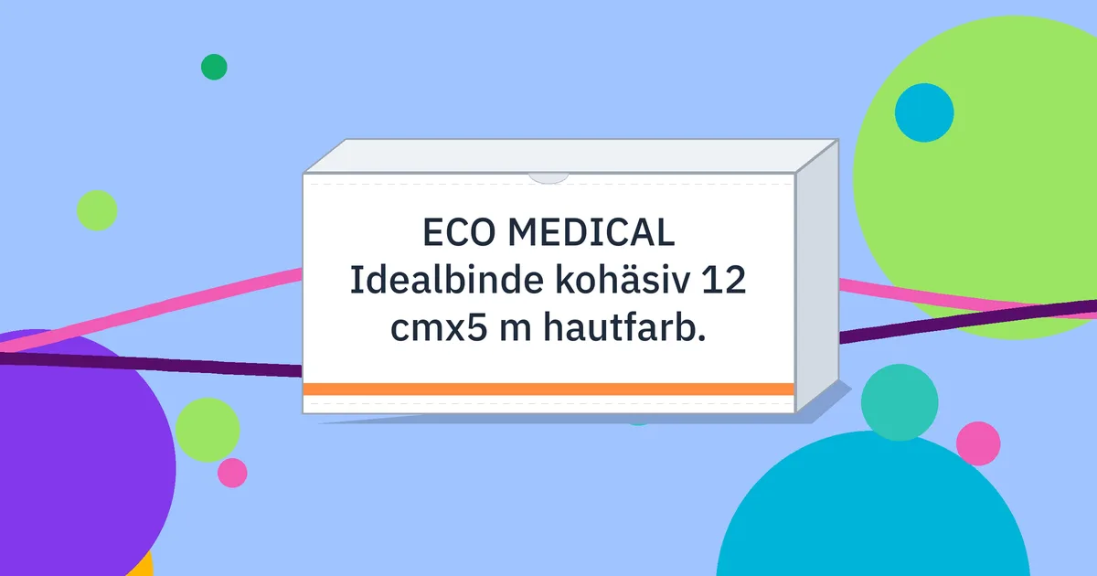Symbolbild: Packung mit der Aufschrift ECO MEDICAL Idealbinde kohäsiv 12 cmx5 m hautfarb. (PZN 00747331) – Verfügbarkeit und Bezug in Apotheken in Frankfurt am Main