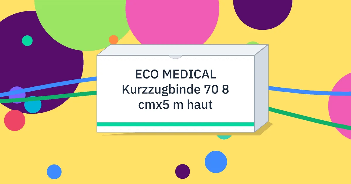 Symbolbild: Packung mit der Aufschrift ECO MEDICAL Kurzzugbinde 70 8 cmx5 m haut (PZN 10787283) – Verfügbarkeit und Bezug in Apotheken in Frankfurt am Main