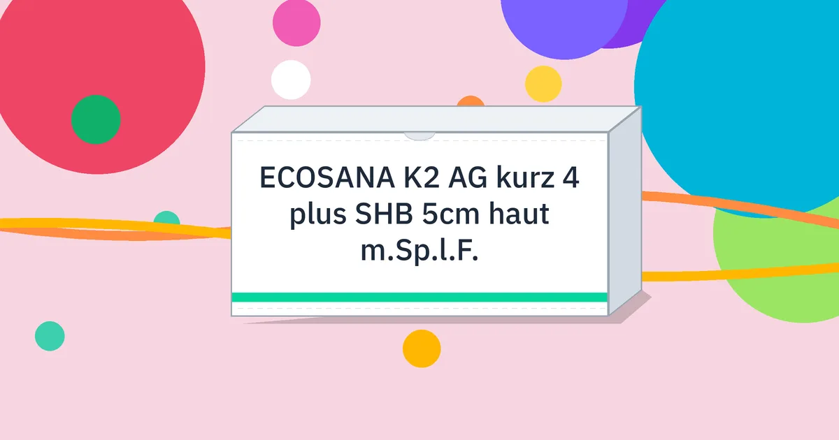 Symbolbild: Packung mit der Aufschrift ECOSANA K2 AG kurz 4 plus SHB 5cm haut m.Sp.l.F. (PZN 10955728) – Verfügbarkeit und Bezug in Apotheken in Frankfurt am Main