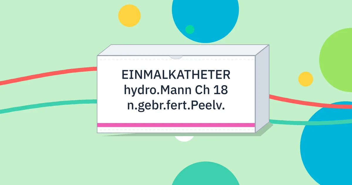 Symbolbild: Packung mit der Aufschrift EINMALKATHETER hydro.Mann Ch 18 n.gebr.fert.Peelv. (PZN 14137197) – Verfügbarkeit und Bezug in Apotheken in Frankfurt am Main
