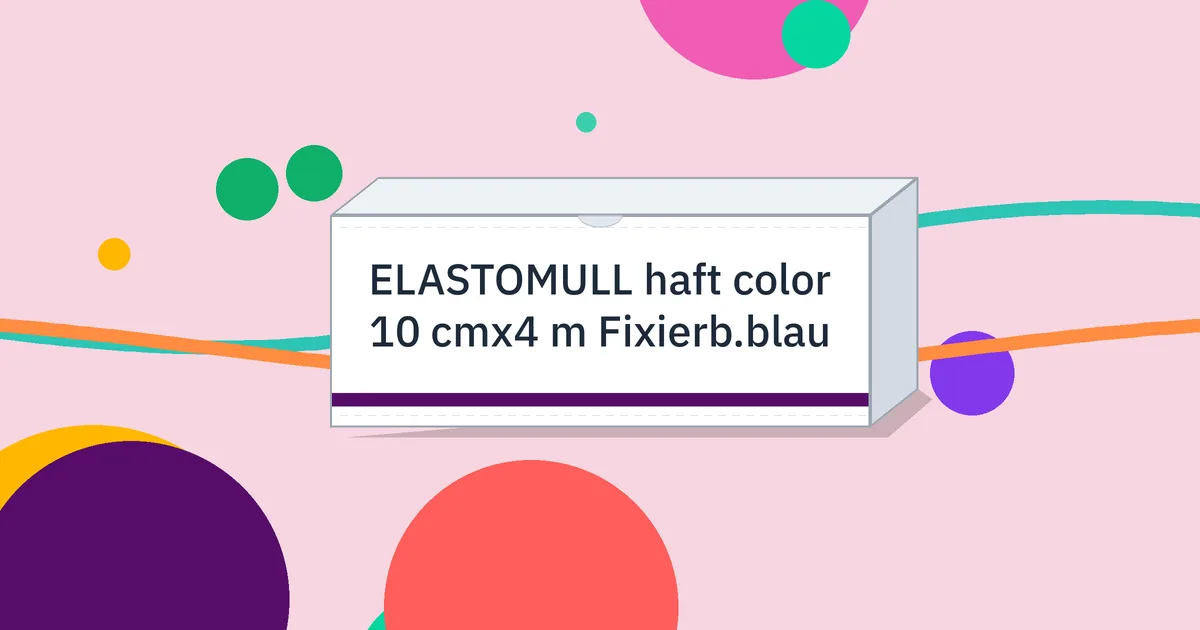 Symbolbild: Packung mit der Aufschrift ELASTOMULL haft color 10 cmx4 m Fixierb.blau (PZN 12656705) – Verfügbarkeit und Bezug in Apotheken in Frankfurt am Main