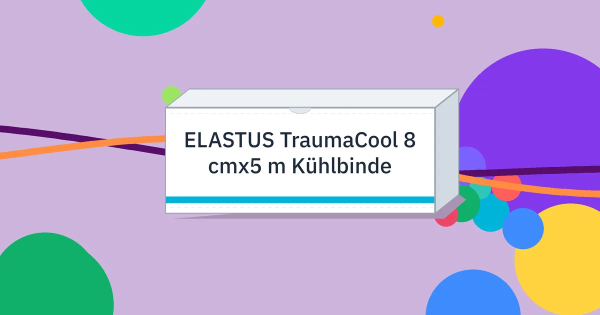 Symbolbild: Packung mit der Aufschrift ELASTUS TraumaCool 8 cmx5 m Kühlbinde (PZN 04909397) – Verfügbarkeit und Bezug in Apotheken in Frankfurt am Main