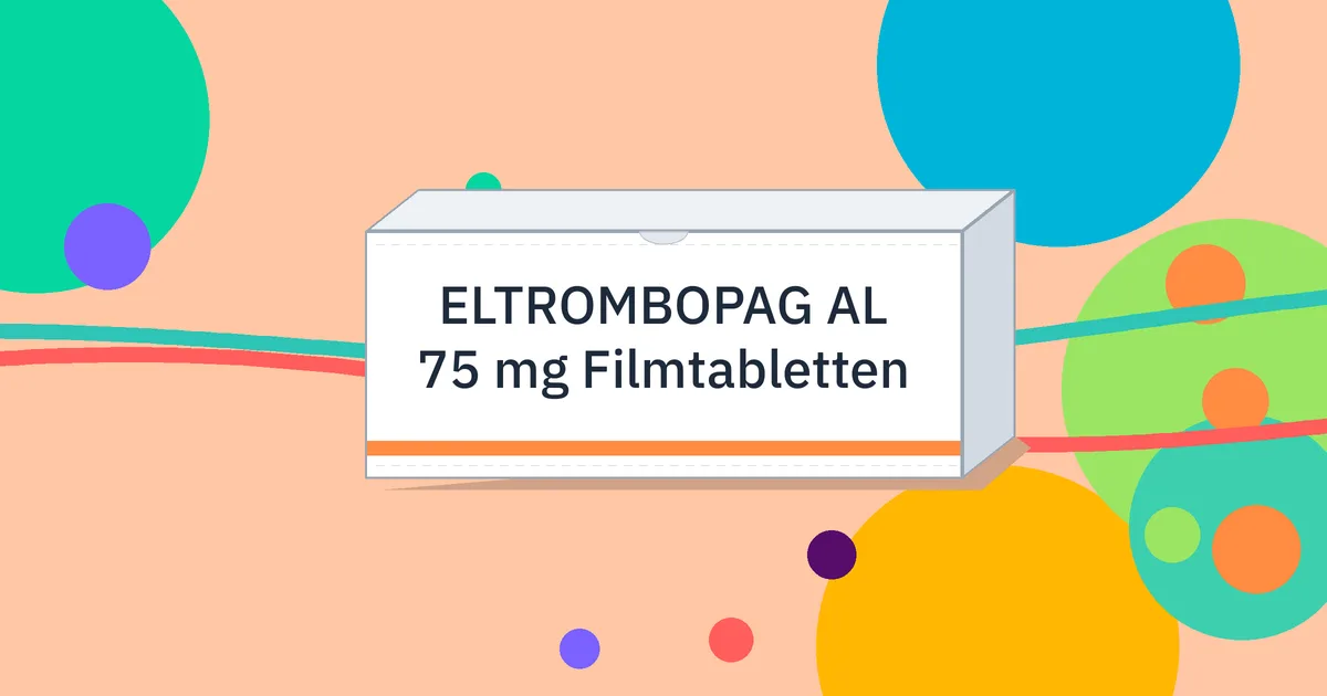 Symbolbild: Packung mit der Aufschrift ELTROMBOPAG AL 75 mg Filmtabletten (PZN 19684113) – Verfügbarkeit und Bezug in Apotheken in Frankfurt am Main