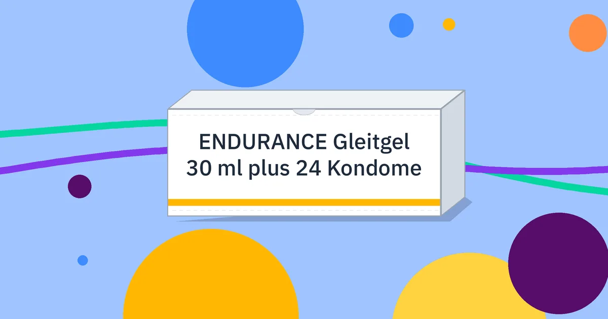 Symbolbild: Packung mit der Aufschrift ENDURANCE Gleitgel 30 ml plus 24 Kondome (PZN 09102676) – Verfügbarkeit und Bezug in Apotheken in Frankfurt am Main