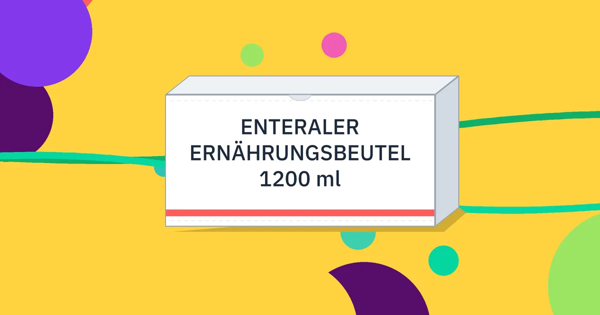 Symbolbild: Packung mit der Aufschrift ENTERALER ERNÄHRUNGSBEUTEL 1200 ml (PZN 13361165) – Verfügbarkeit und Bezug in Apotheken in Frankfurt am Main