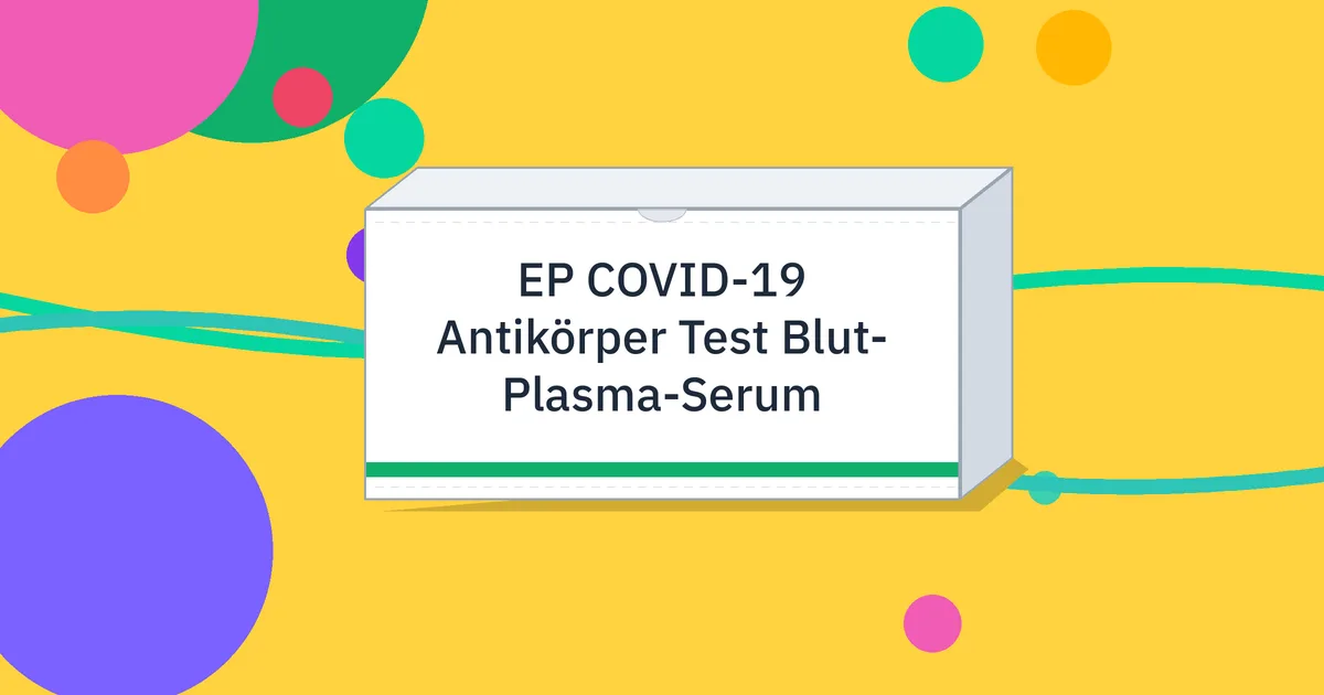 Symbolbild: Packung mit der Aufschrift EP COVID-19 Antikörper Test Blut-Plasma-Serum (PZN 17885830) – Verfügbarkeit und Bezug in Apotheken in Frankfurt am Main