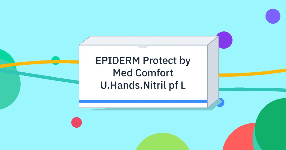Symbolbild: Packung mit der Aufschrift EPIDERM Protect by Med Comfort U.Hands.Nitril pf L (PZN 15318311) – Verfügbarkeit und Bezug in Apotheken in Frankfurt am Main