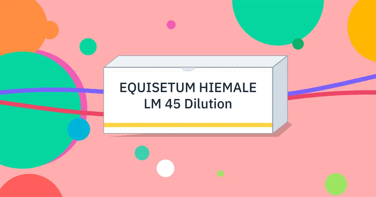 Symbolbild: Packung mit der Aufschrift EQUISETUM HIEMALE LM 45 Dilution (PZN 13473680) – Verfügbarkeit und Bezug in Apotheken in Frankfurt am Main