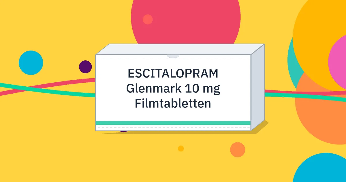 Symbolbild: Packung mit der Aufschrift ESCITALOPRAM Glenmark 10 mg Filmtabletten (PZN 10353254) – Verfügbarkeit und Bezug in Apotheken in Frankfurt am Main