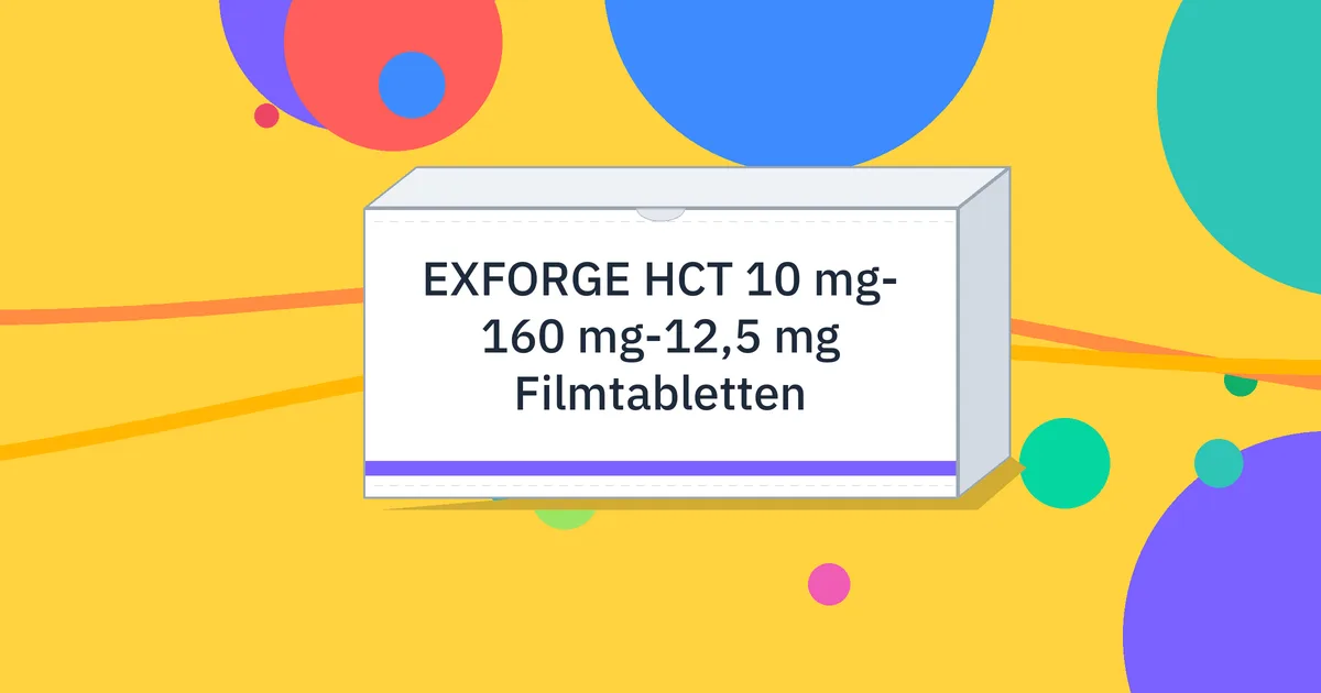 Symbolbild: Packung mit der Aufschrift EXFORGE HCT 10 mg-160 mg-12,5 mg Filmtabletten (PZN 10978824) – Verfügbarkeit und Bezug in Apotheken in Frankfurt am Main