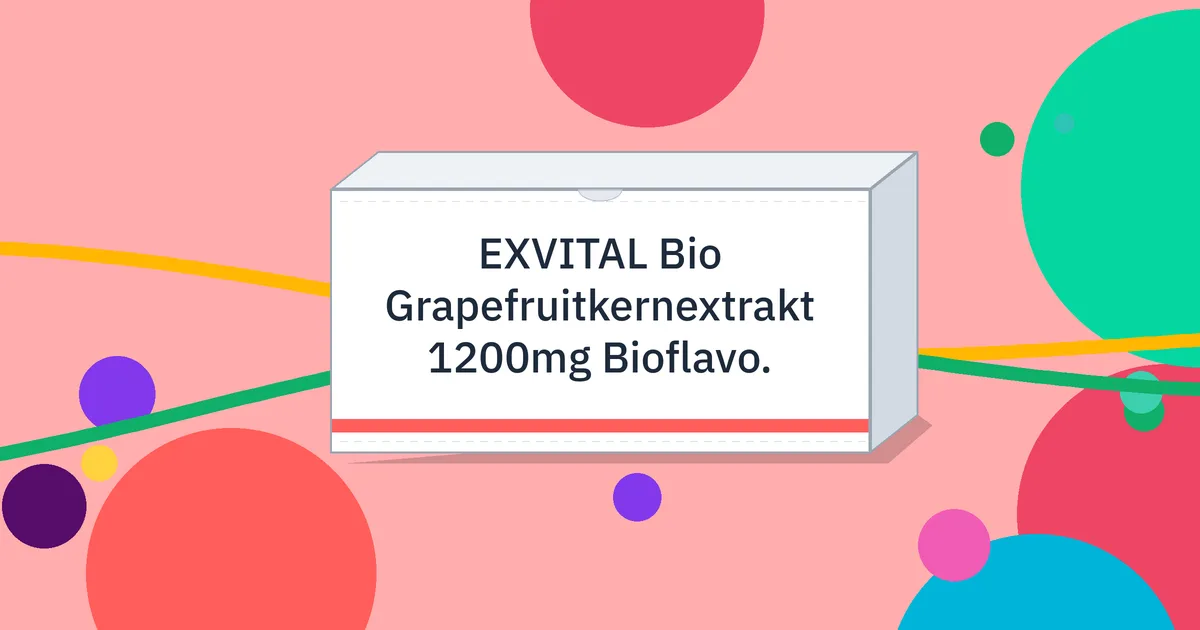 Symbolbild: Packung mit der Aufschrift EXVITAL Bio Grapefruitkernextrakt 1200mg Bioflavo. (PZN 18061373) – Verfügbarkeit und Bezug in Apotheken in Frankfurt am Main